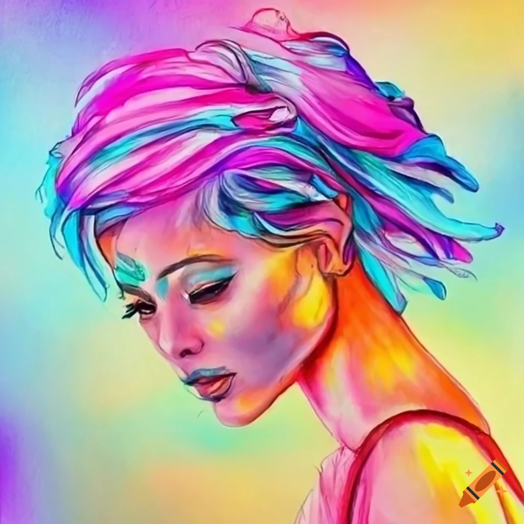 Draw a cloth with beautiful and enchanting colors for me