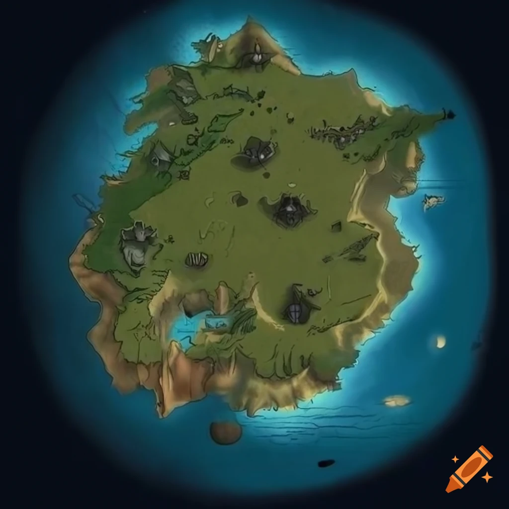 An artistically designed fantasy map