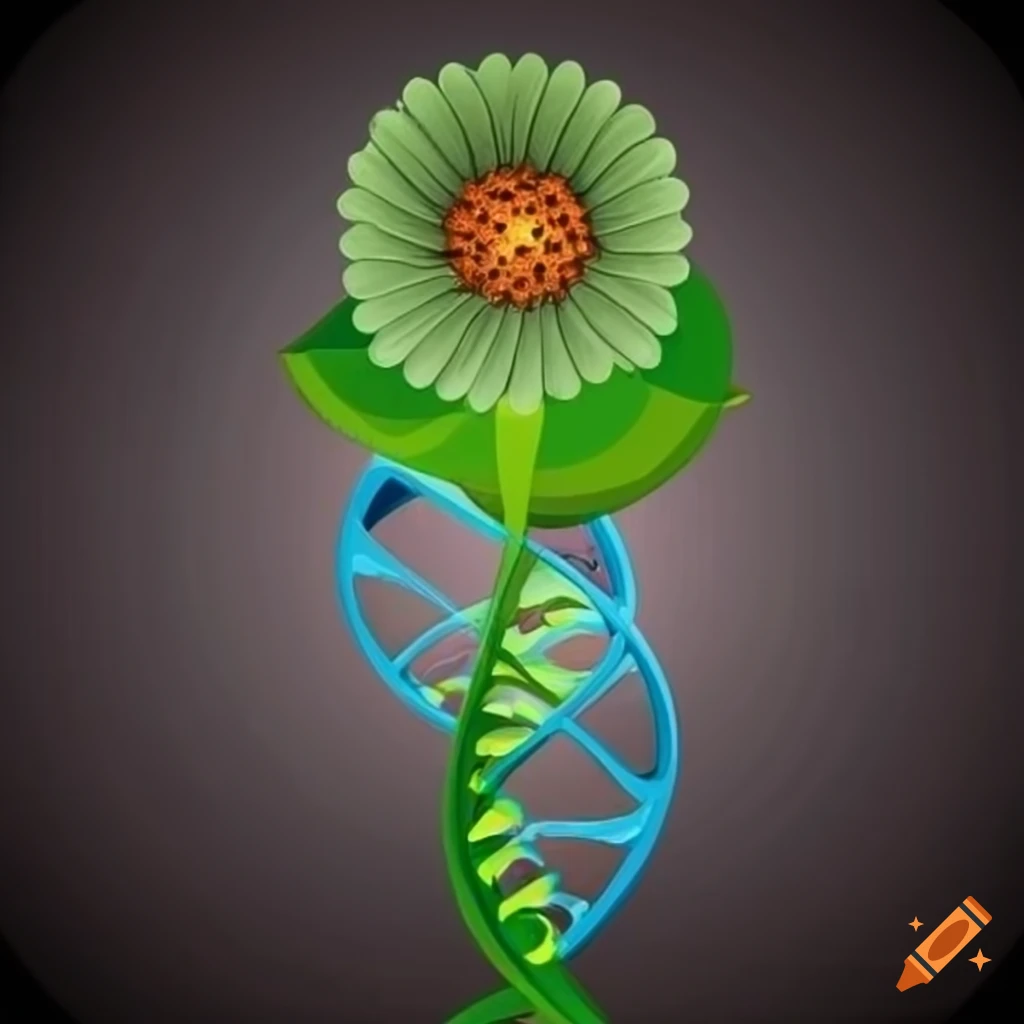 Flower plant with dna illustration