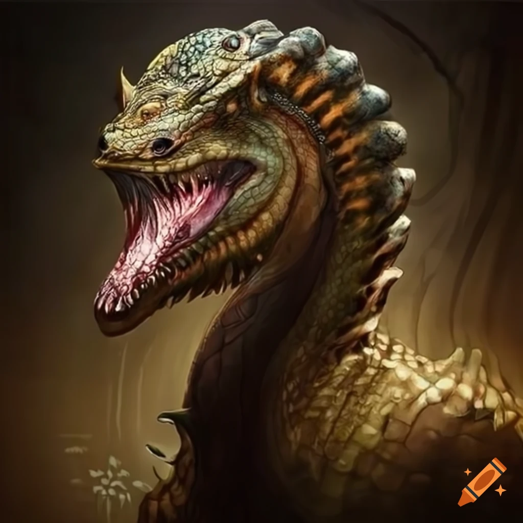 Fantasy artwork of a regal reptile-human hybrid with mesmerizing scales ...