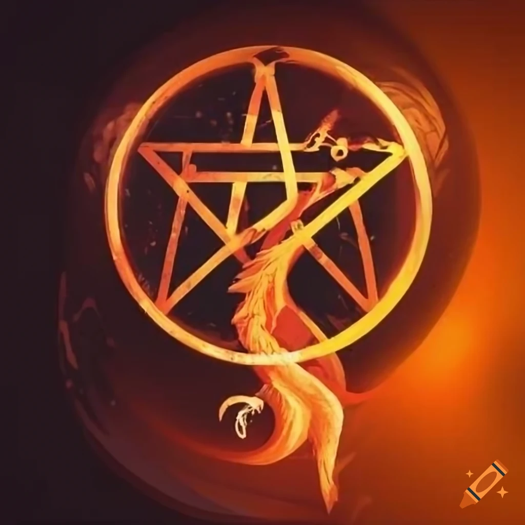 Witchcraft and occult orange symbols