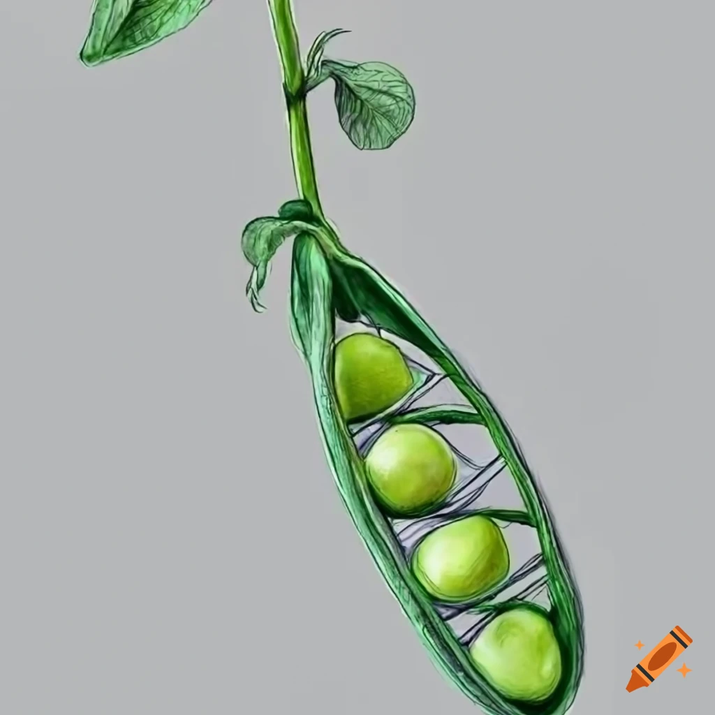 Illustration of a pea plant with dna strand stem