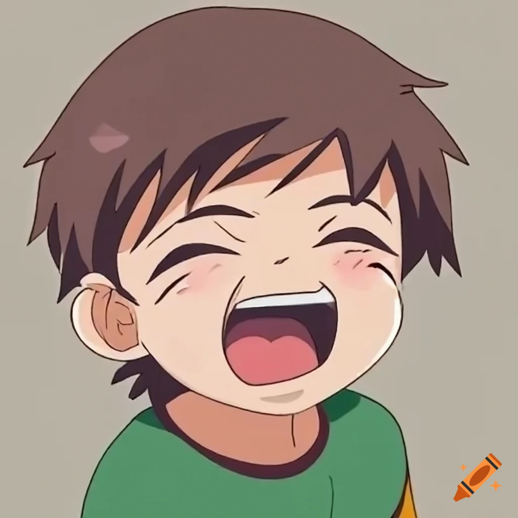 A adorable kid anime character laughing