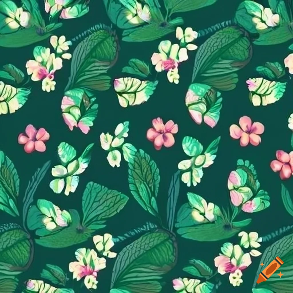 Small flowers leaves plants pattern