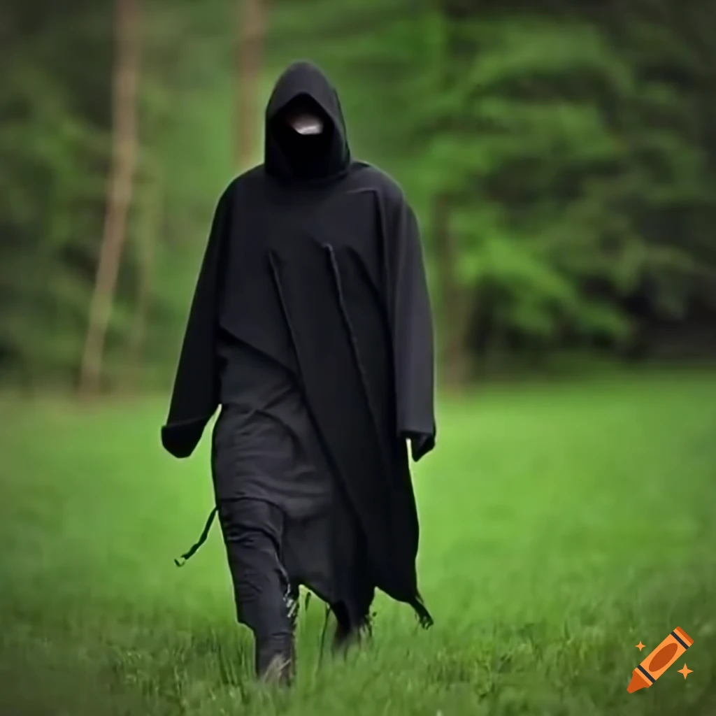 Head to foot: seen as approaching the camera: scary guys in black ...