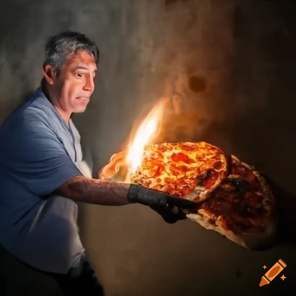 A man thats holding a pizza torch on Craiyon