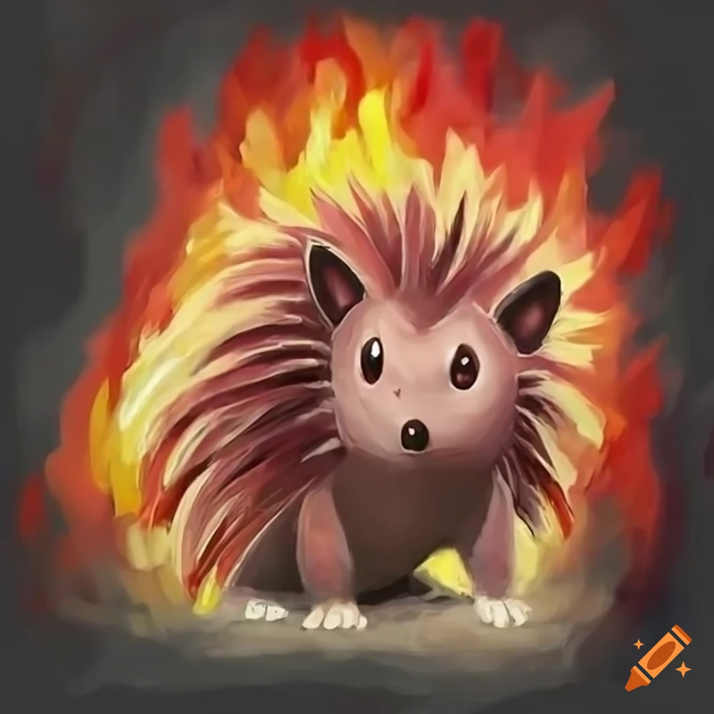 A fire hedgehog pokemon on Craiyon
