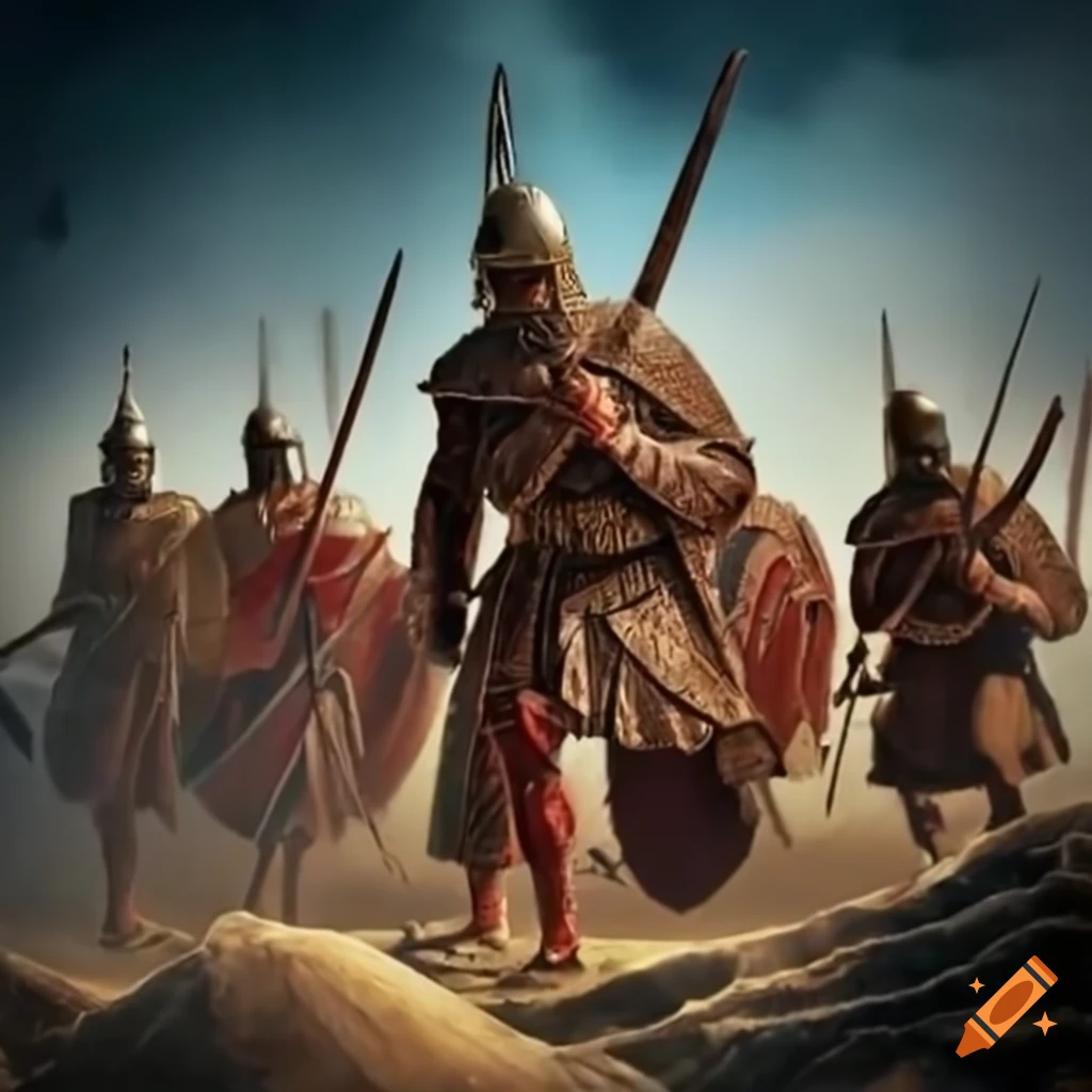 Ancient army of soliders running