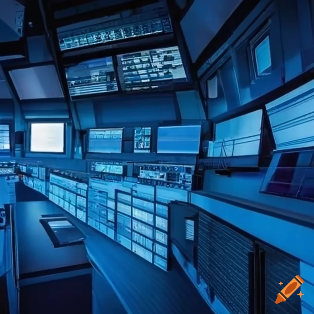 Picture of a supply chain control tower at daylight with 2 people and ...