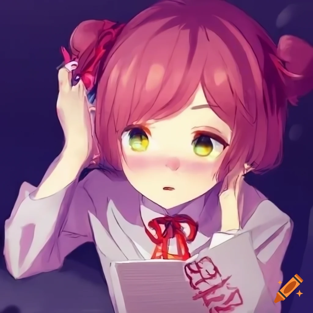 Natsuki reading on Craiyon