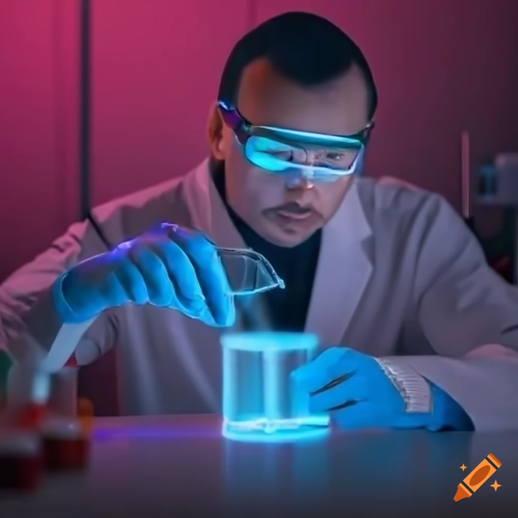 Scientist analyzing a glowing substance in a test tube, high detailed, hdr