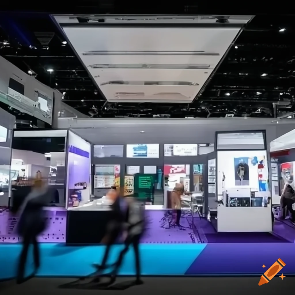 Modern booth showcasing cutting-edge innovations at a major tech trade ...