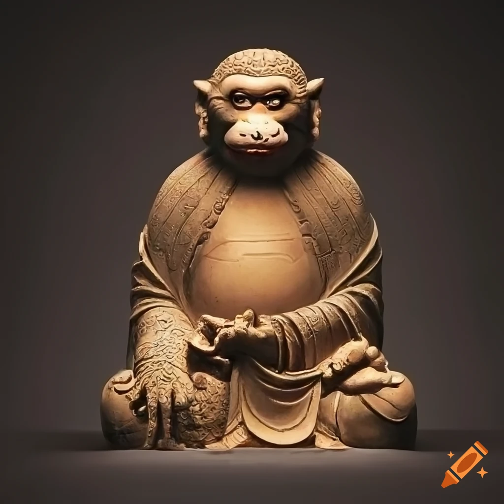 Ancient chinese statue of the buddist god monkey