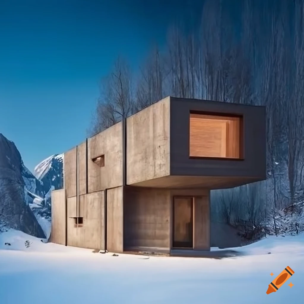 Cabin design concrete vernacular alpine architecture, house roof ...