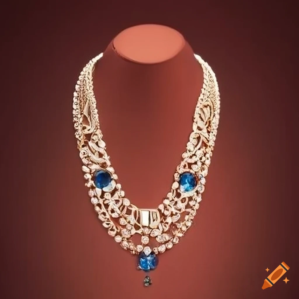 French-inspired necklace with intricate designs and vibrant colors
