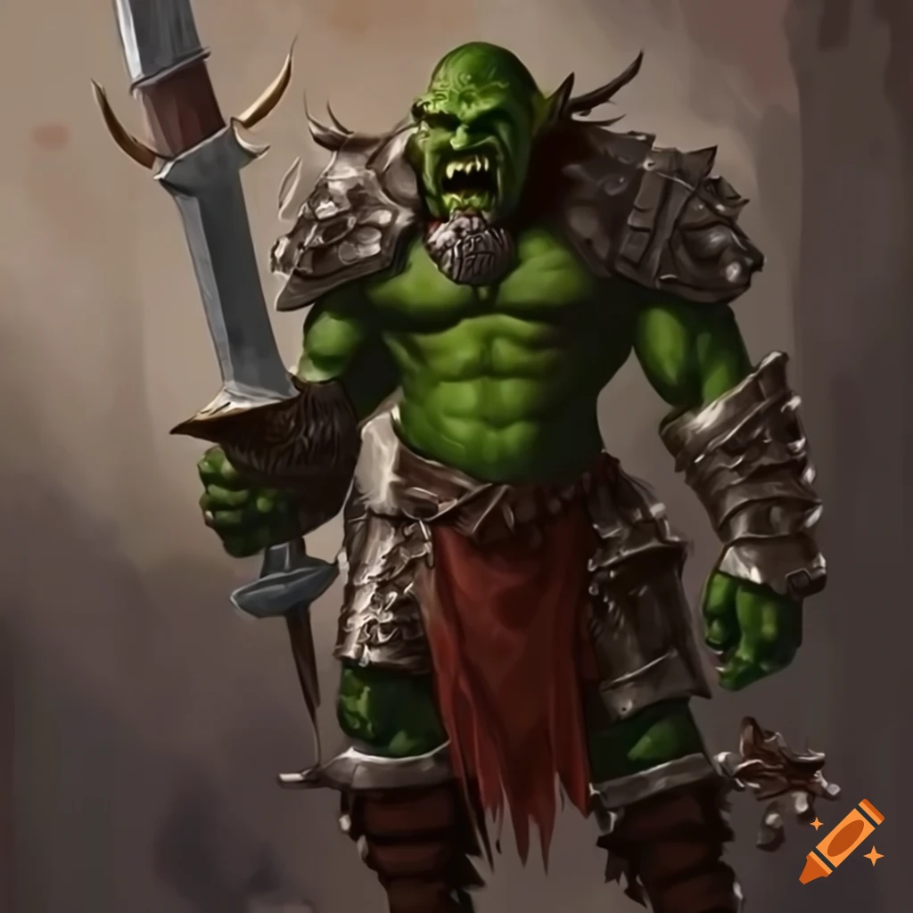 Orc with armor holding a sword on Craiyon