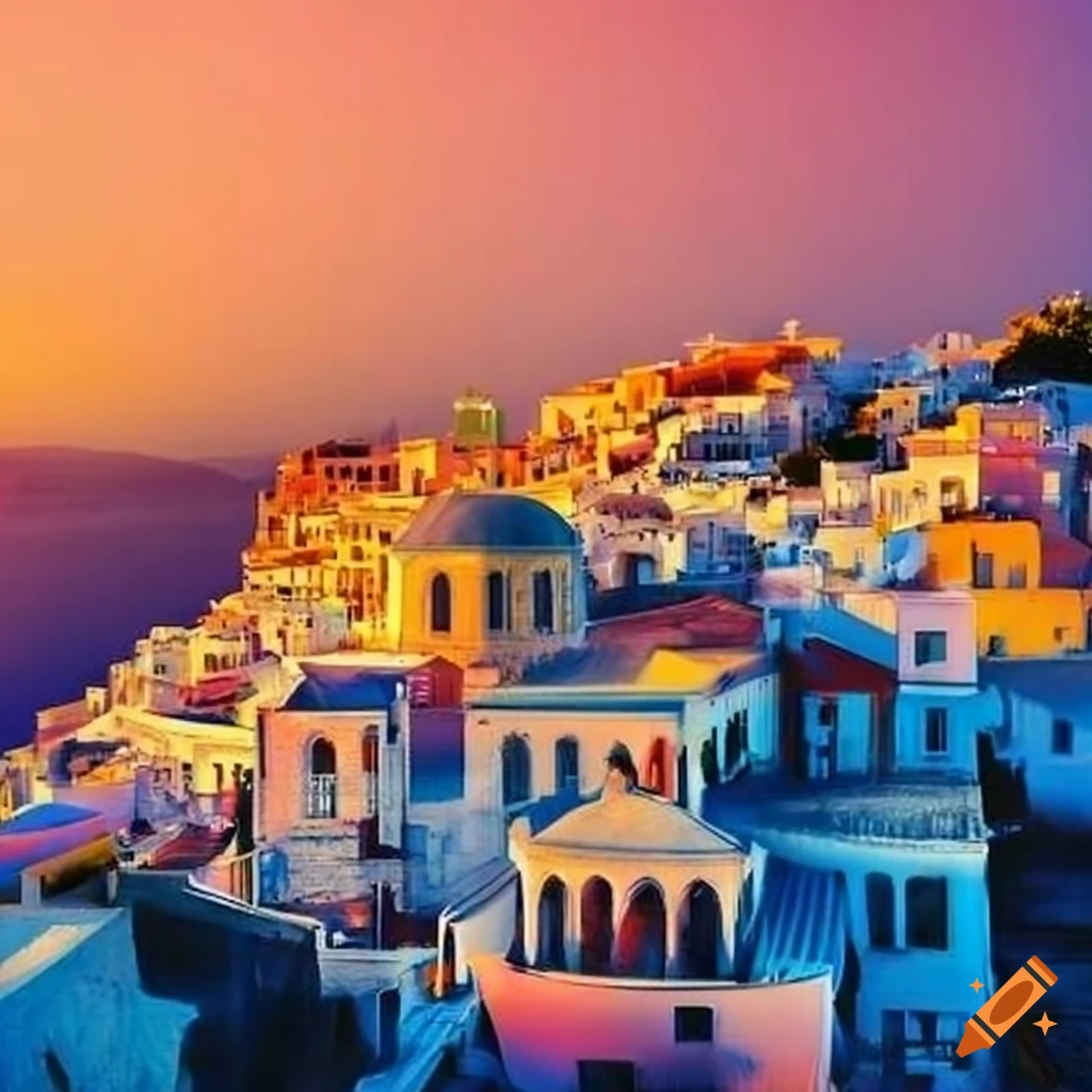 A vibrant cityscape in greece