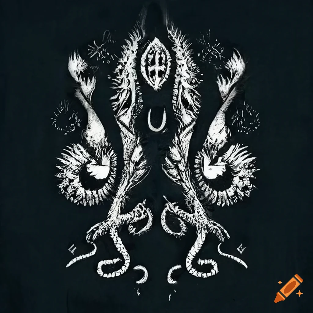 Blackwork roots tentacles teeth tree spores tribal 2d rune crown ...