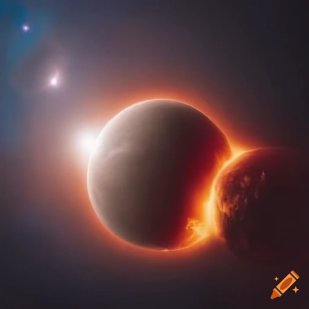 Hyper realistic universe with burning planet on Craiyon