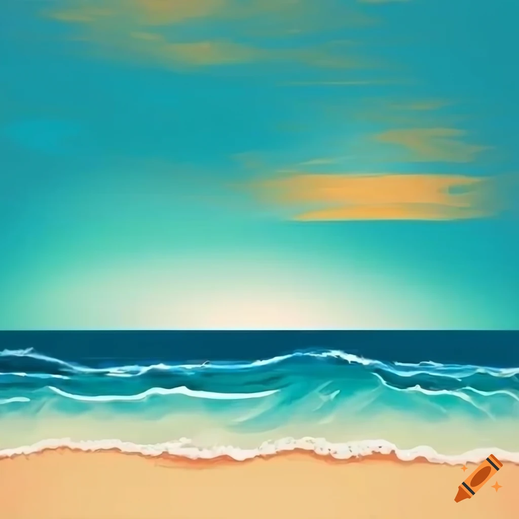 A rectangular poster featuring a beach and waves on Craiyon