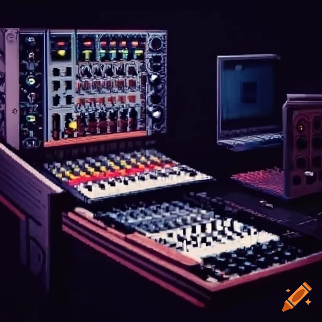 8 bit retro style mixing console on Craiyon