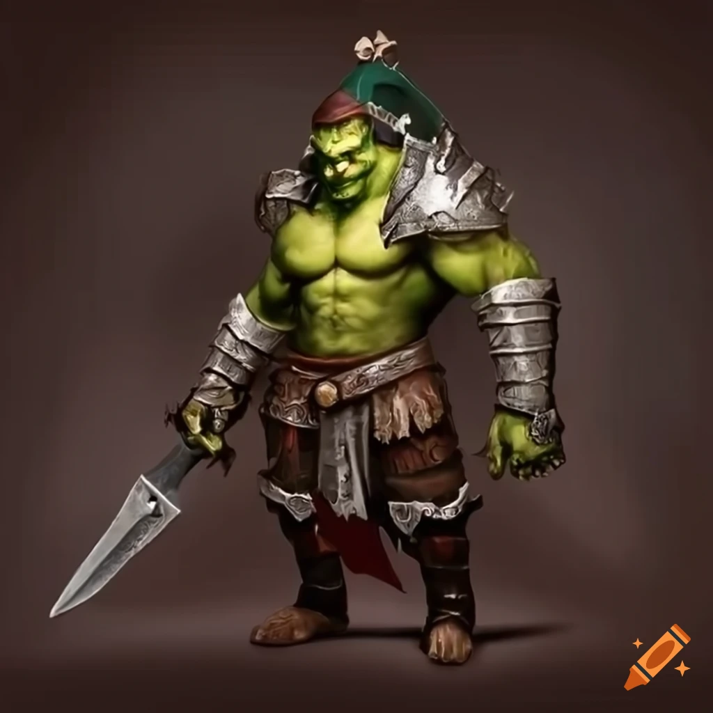 Orc with armor holding a sword on Craiyon