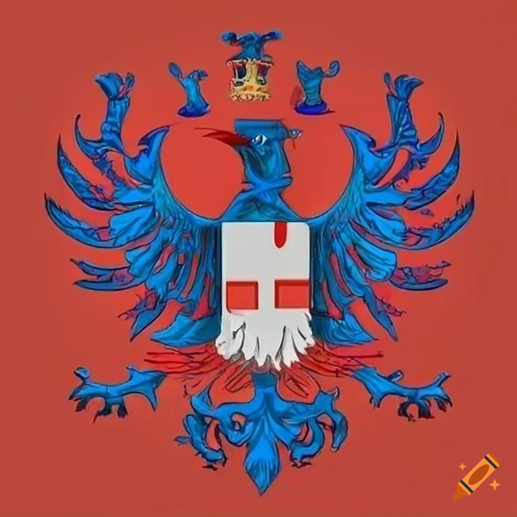 Coat of arms with bird, color red and blue