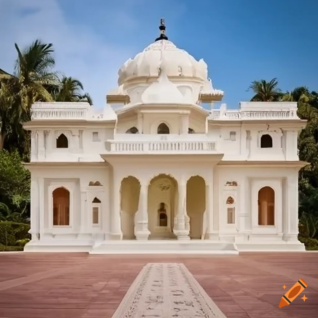 Mahal white house mediterranean architectural style full frontal elevation