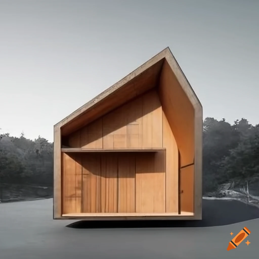 Architecture design concrete exterior Minimal, parametric design, house, timber roof, basement ...