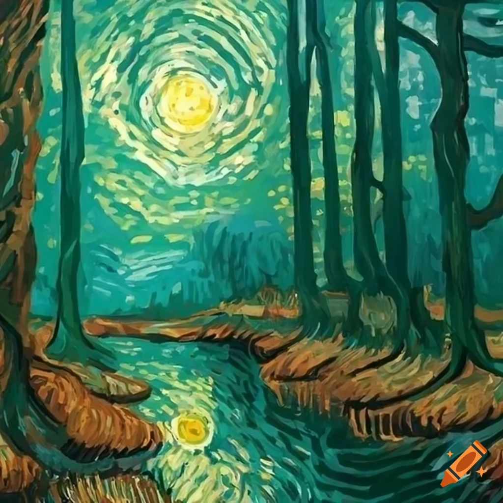 Van gogh style forest on Craiyon