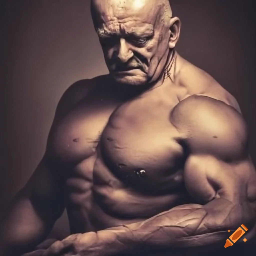 Vintage photo, old, bodybuilder, strongman, lumberjack on Craiyon