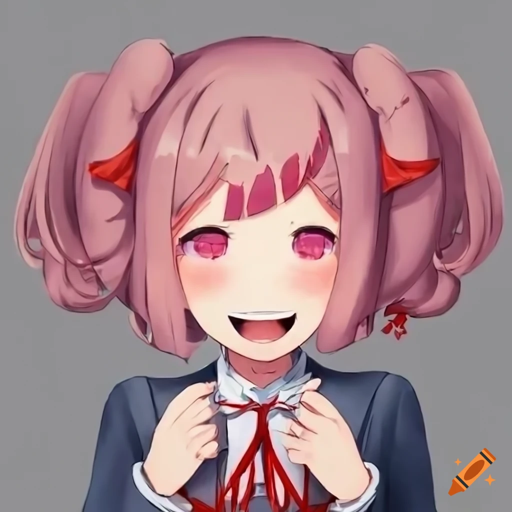 Natsuki laughing on Craiyon