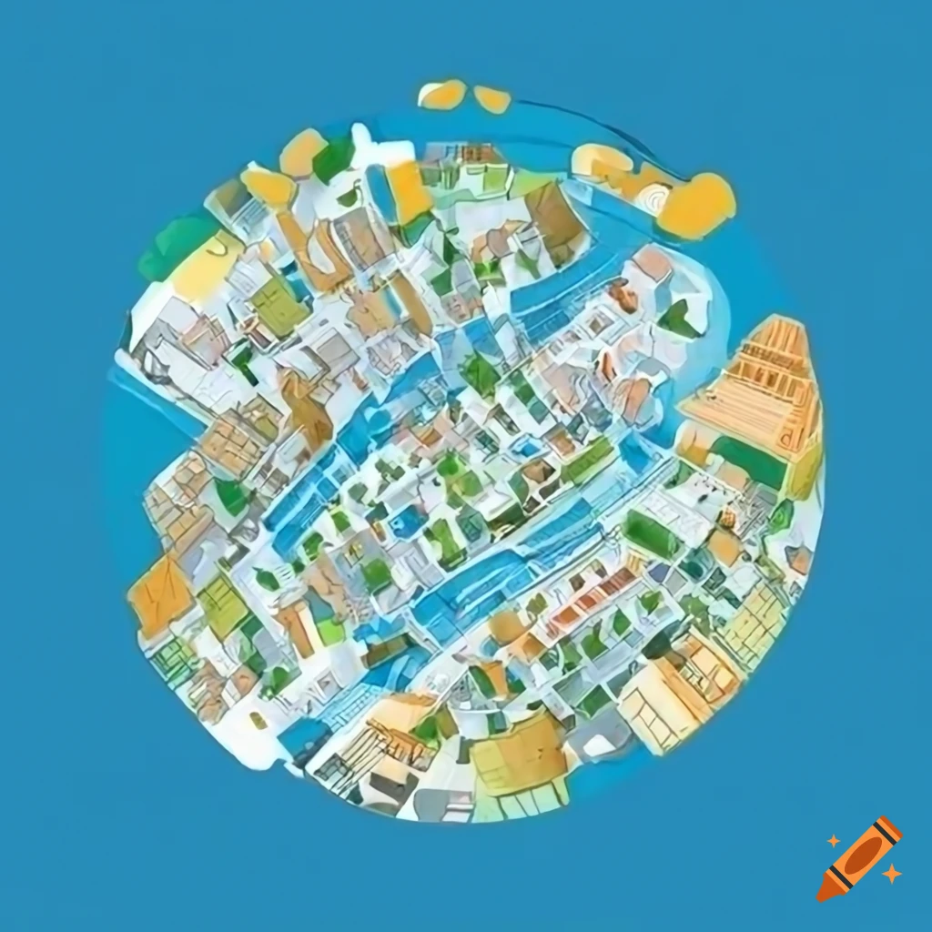 Tourist village plan, architecture business blueprint model, birds eye view Best quality, vector ...