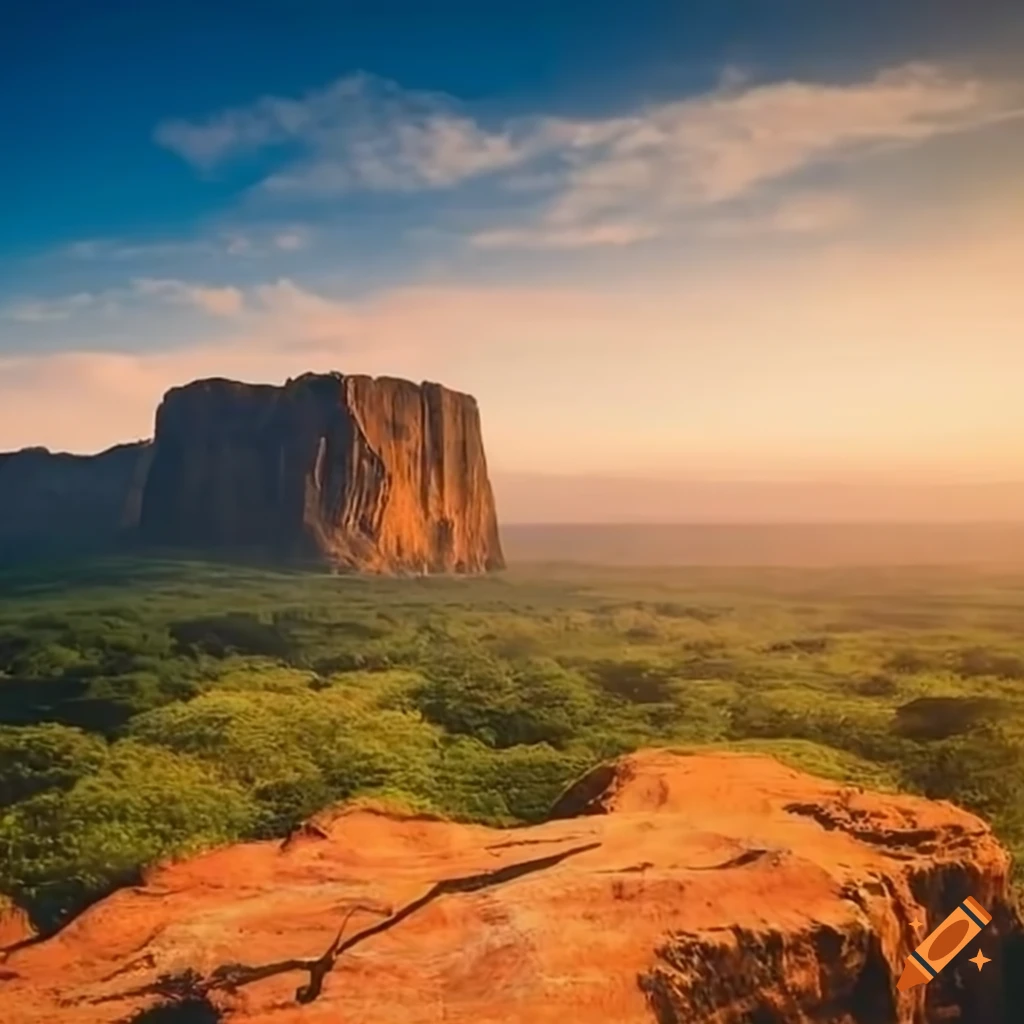 Bright sunny african savannah cliff