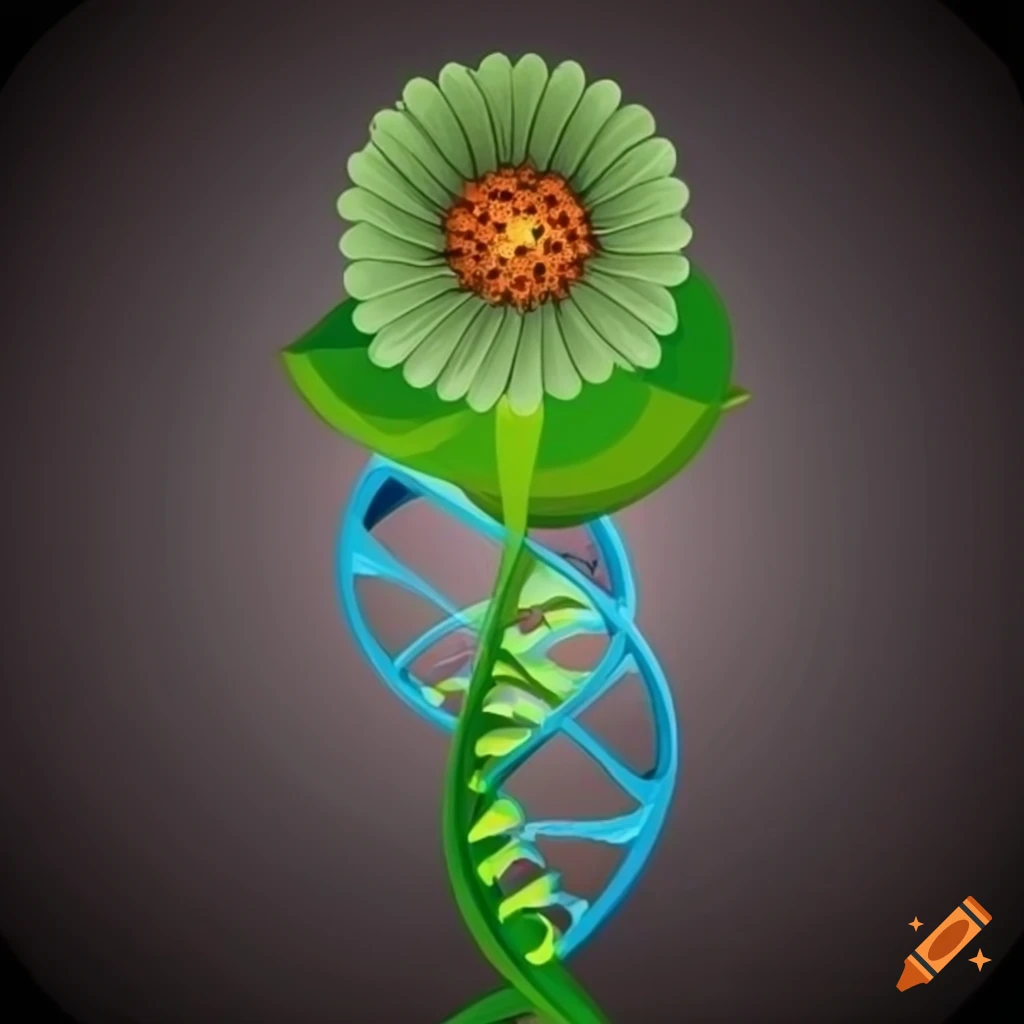 Flower plant with dna illustration on Craiyon
