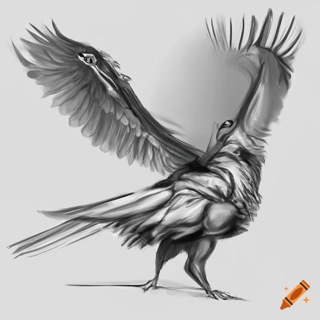 A strong and muscular bird flexing its wings on Craiyon