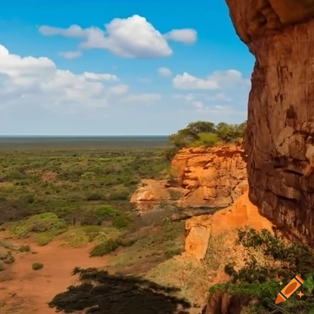 Bright sunny african savannah cliff