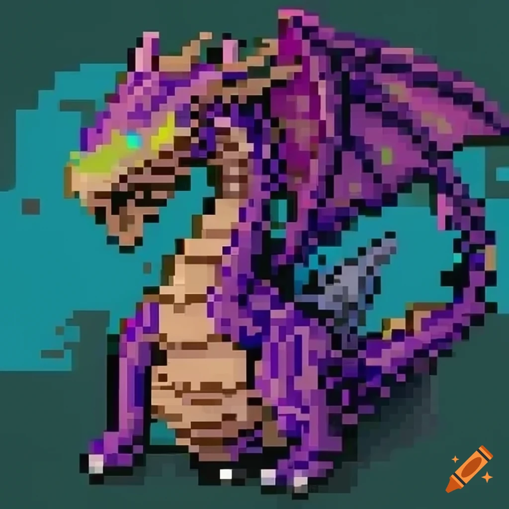 Pixel art dragon on Craiyon
