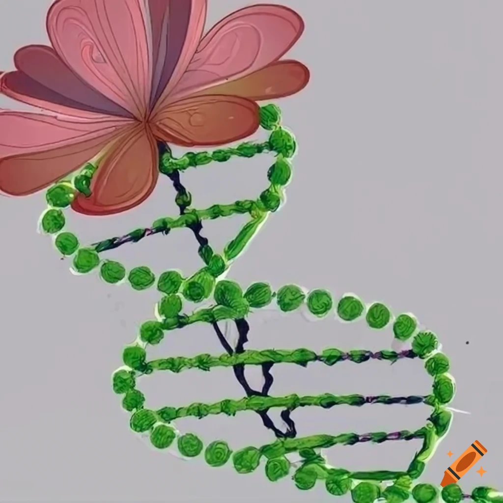 Flower plant with dna illustration on Craiyon
