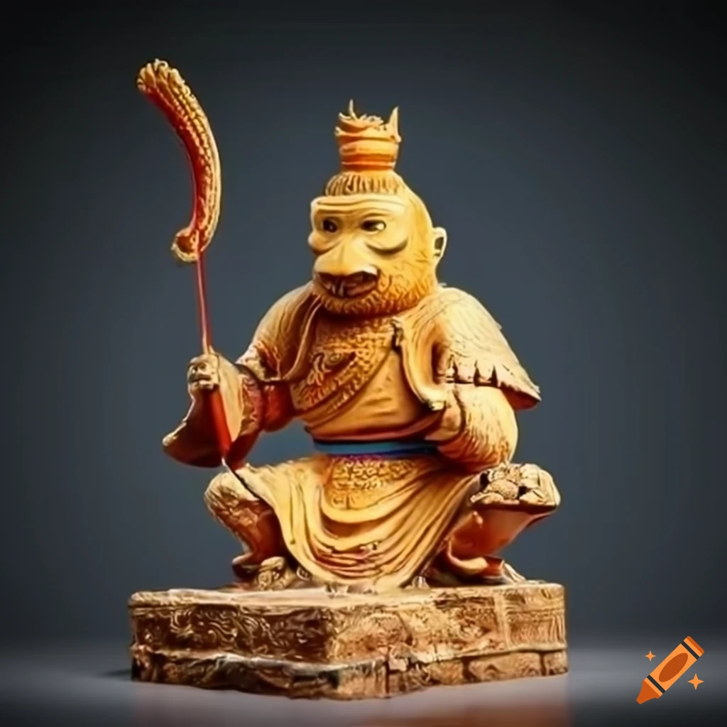 Ancient chinese statue of monkey king in the journey to the west