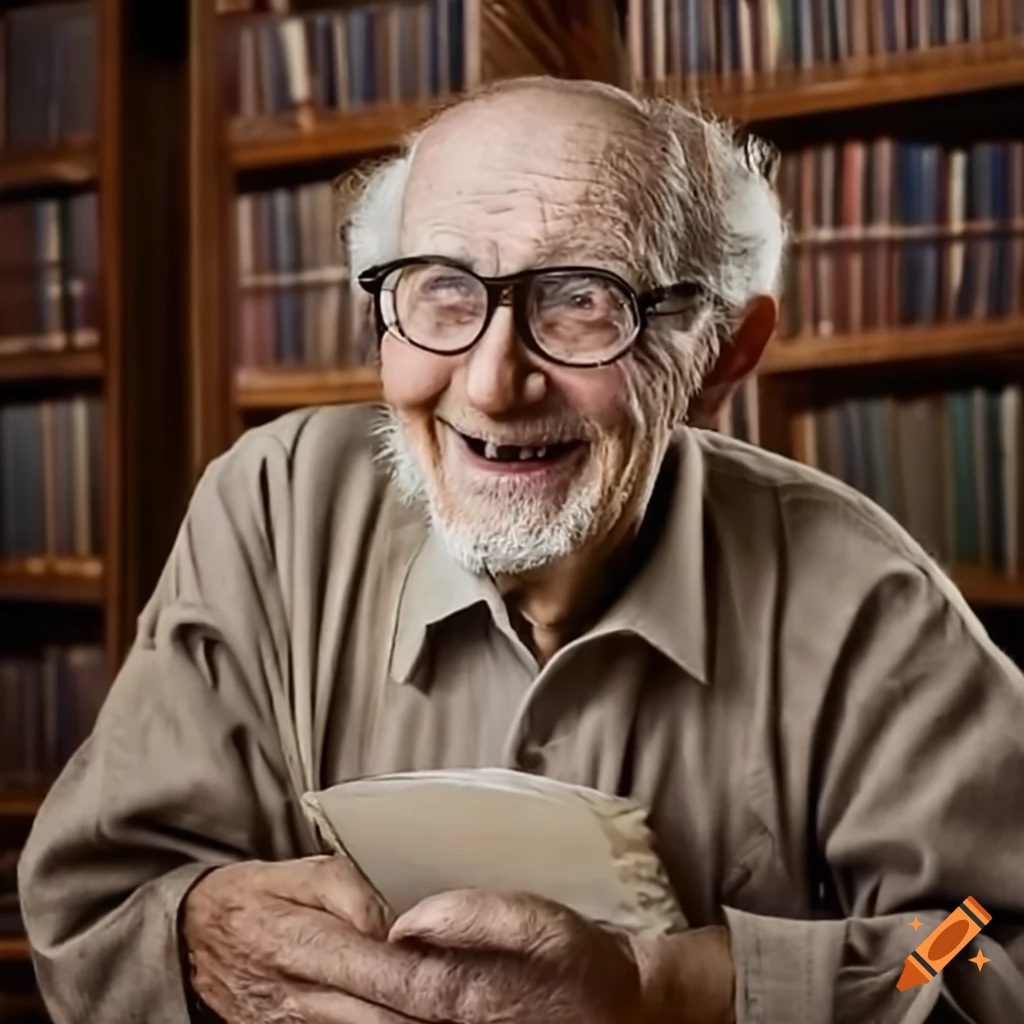 Old nice happy christian librarian male