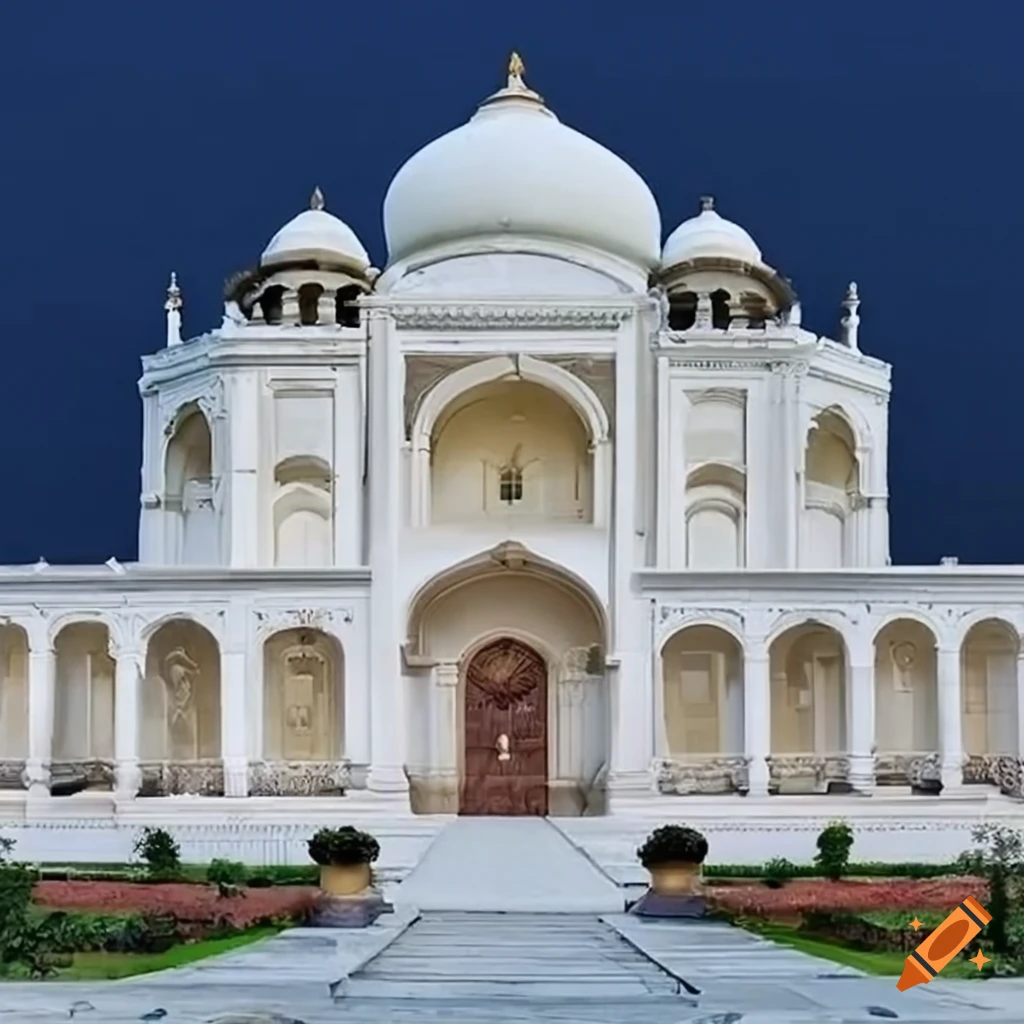Mahal white house mediterranean architectural style full frontal elevation
