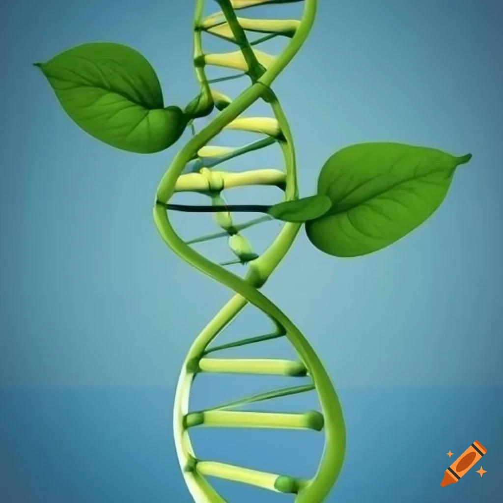 Illustration of a Pea plant with DNA strand stem on Craiyon