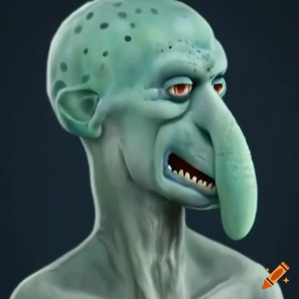 Realistic illustration of Squidward from SpongeBob SquarePants on Craiyon