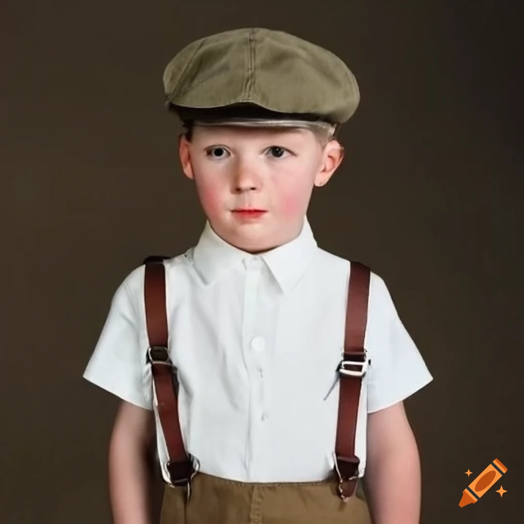 Portrait of a British boy in 1940s fashion on Craiyon