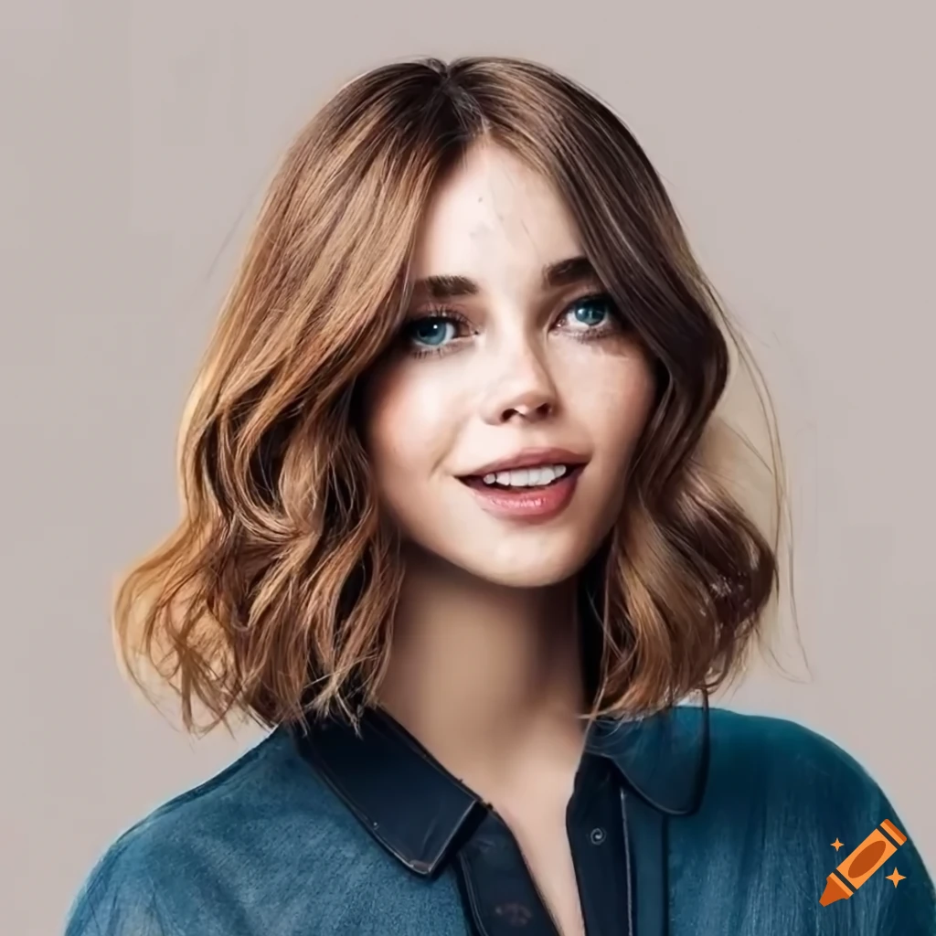 Portrait Of A Beautiful Young Woman With Freckles And Wavy Brown Hair