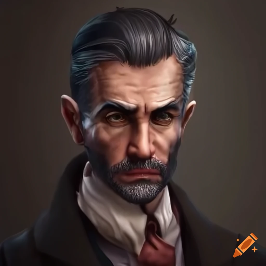 Realistic portrayal of a tired and solemn British doctor on Craiyon