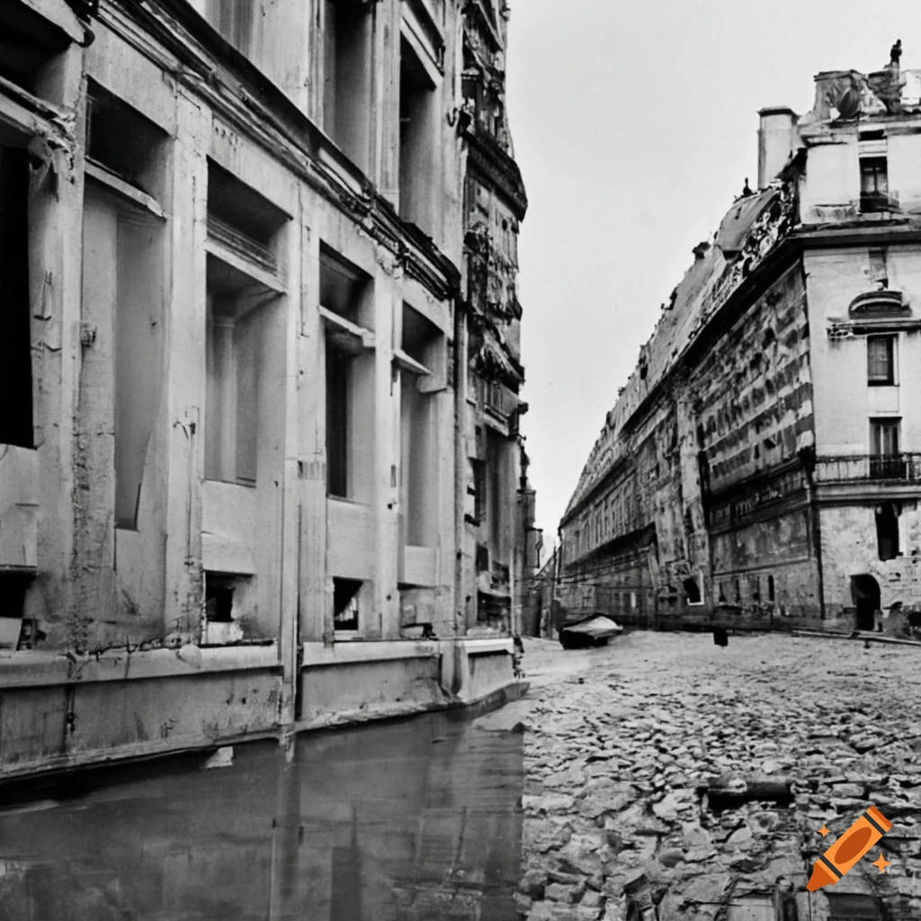 Image of paris after destruction in 1971 on Craiyon