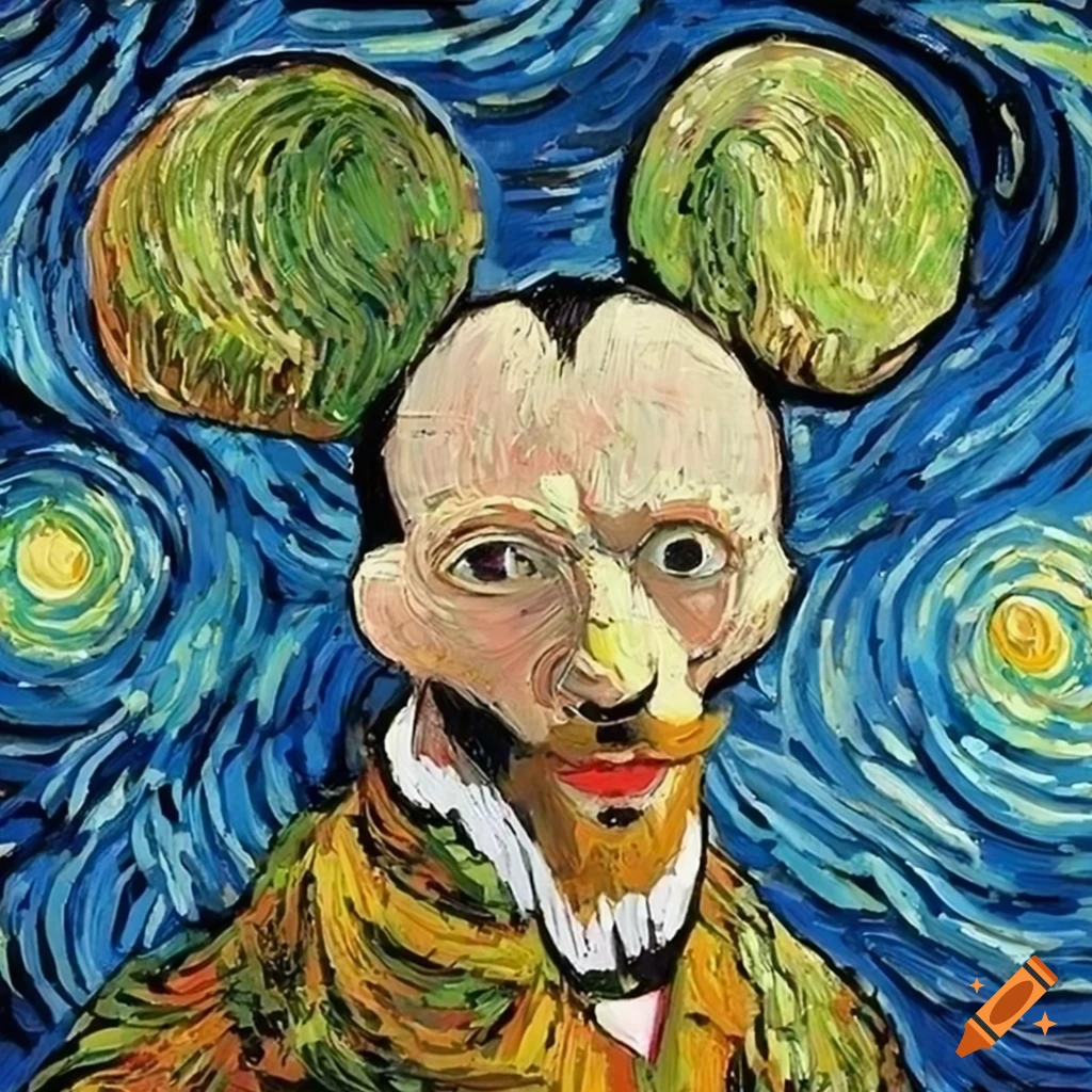 Modern art of mickey mouse inspired by vincent van gogh on Craiyon