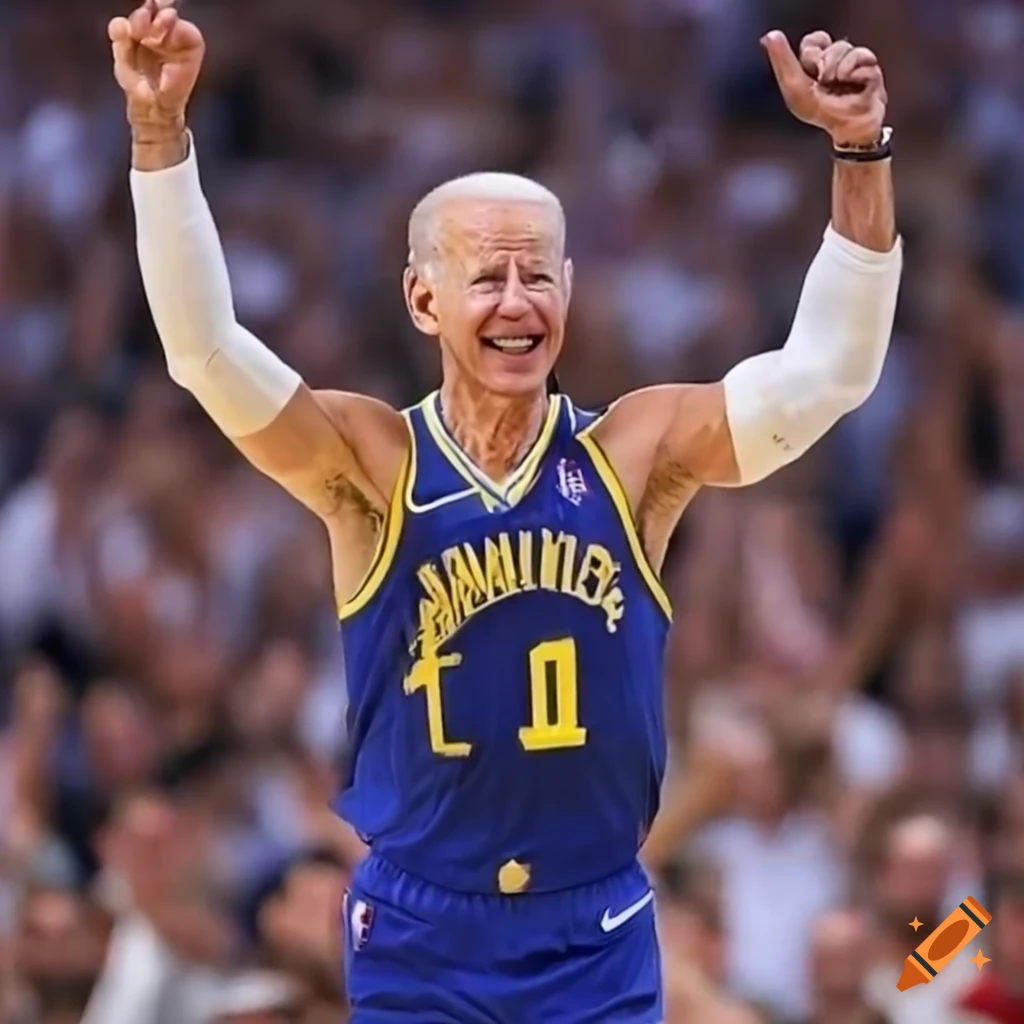 Joe biden celebrating winning the nba final